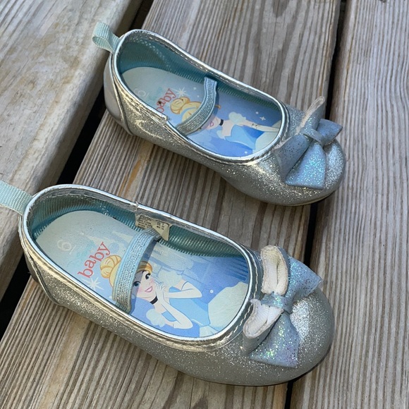 Disney | Shoes | Disney Baby Girls Cinderella Silver Glitter Ballet ...